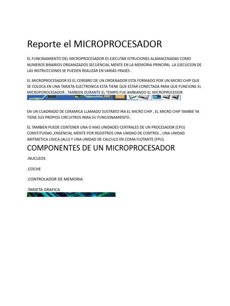 Funcionamiento y Componentes del Microprocesador | PDF