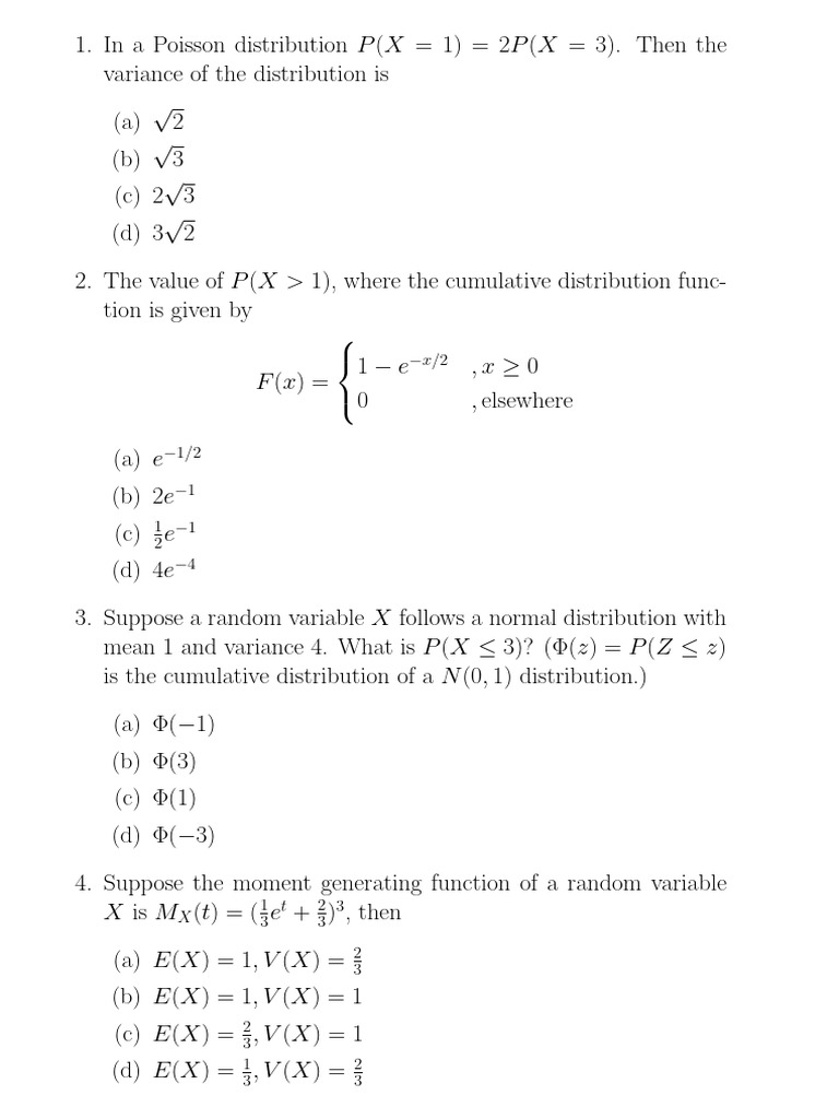 Probability Distribution Questions | PDF