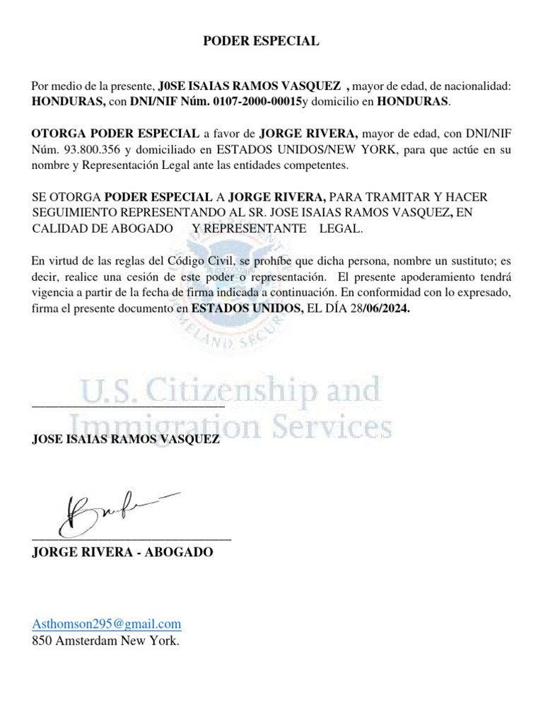 Acta de Poder Jose Isaias Ramos Vasquez | PDF