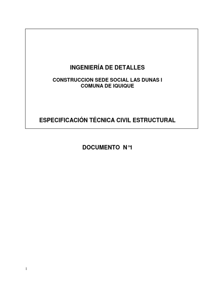 Espec. Tecnicas de Ingenieria Las Dunas v1 | PDF | Hormigón | Cemento