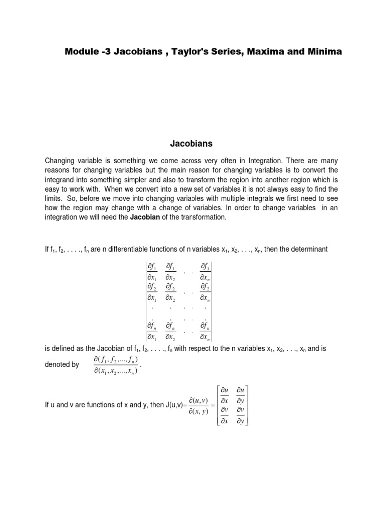 13-Jacobians and Properties-01-02-2024 | PDF | Mathematical Objects | Analysis