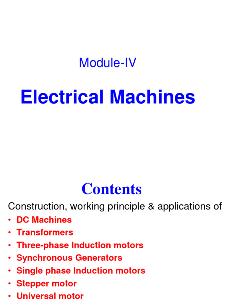 21-Module IV Electrical Machines-21-03-2024 | PDF | Electric Motor ...