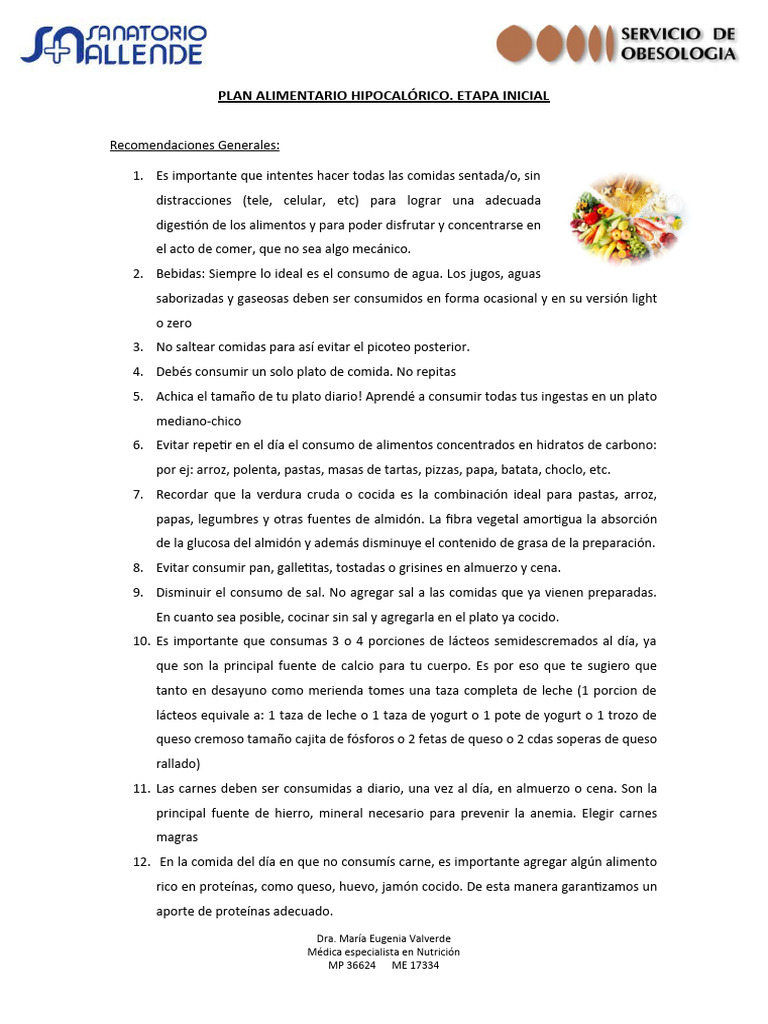 Plan Alimentario Etapa Inicial | PDF | ensalada | Postres