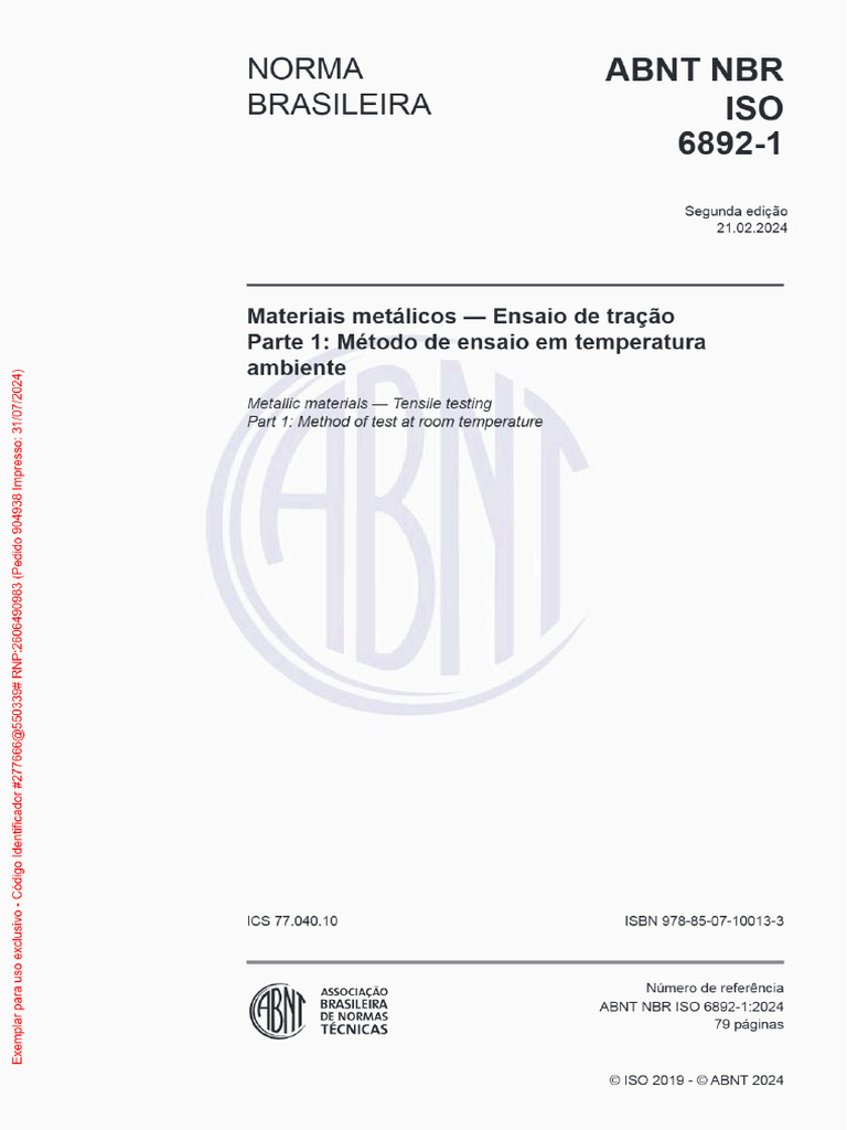 ISO 6892-1-2024 - Ensaio de Tração | PDF