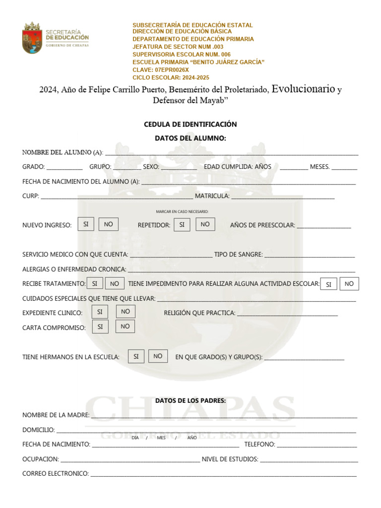Cedula de Datos Del Alumno 2024-2025 | PDF | Negocios | Ciencias sociales