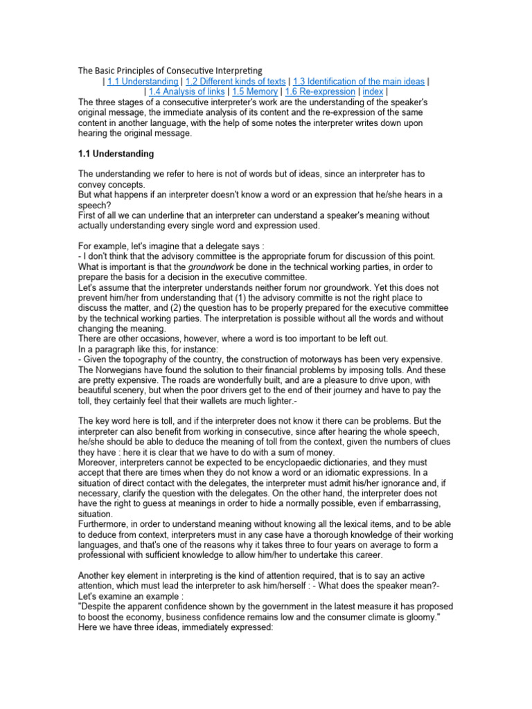 Consecutive Interpreting Basics | PDF | Language Interpretation | Speech