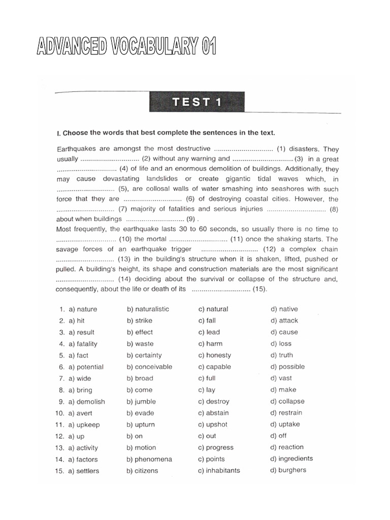 Advanced Vocabulary 01 | PDF