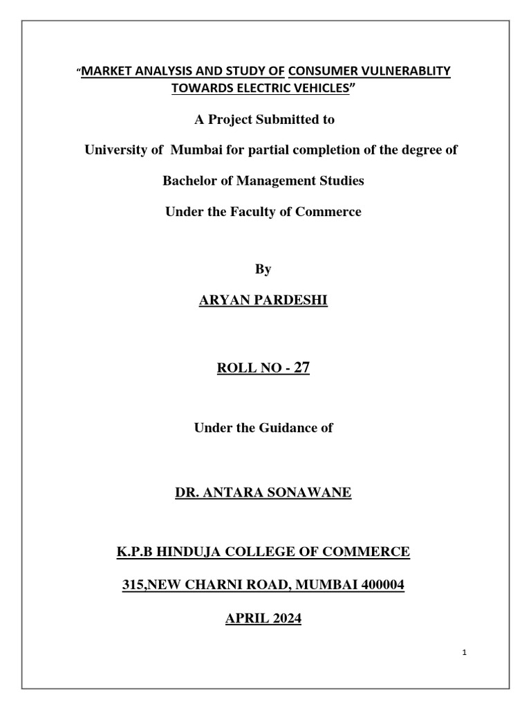 Aryan Project Final .1 | PDF | Plug In Hybrid | Electric Vehicle