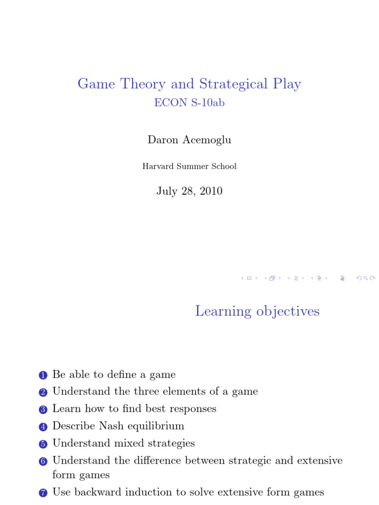 Game Theory: Strategies and Equilibria | PDF | Game Theory | Systems Theory