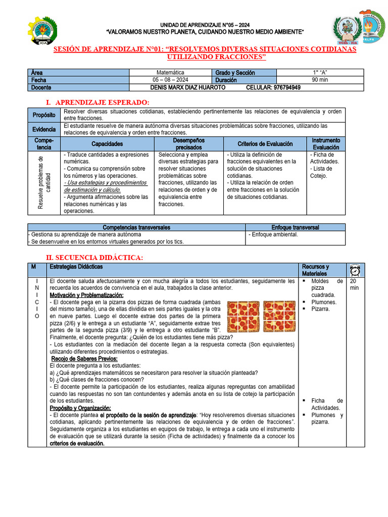 1°-Sesion 1-Ua5 - 2024 | PDF | Evaluación | Aprendizaje