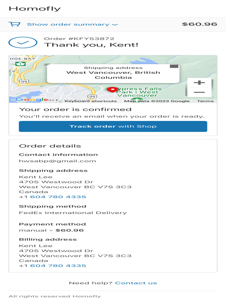 Order Confirmation for Kent Lee | PDF