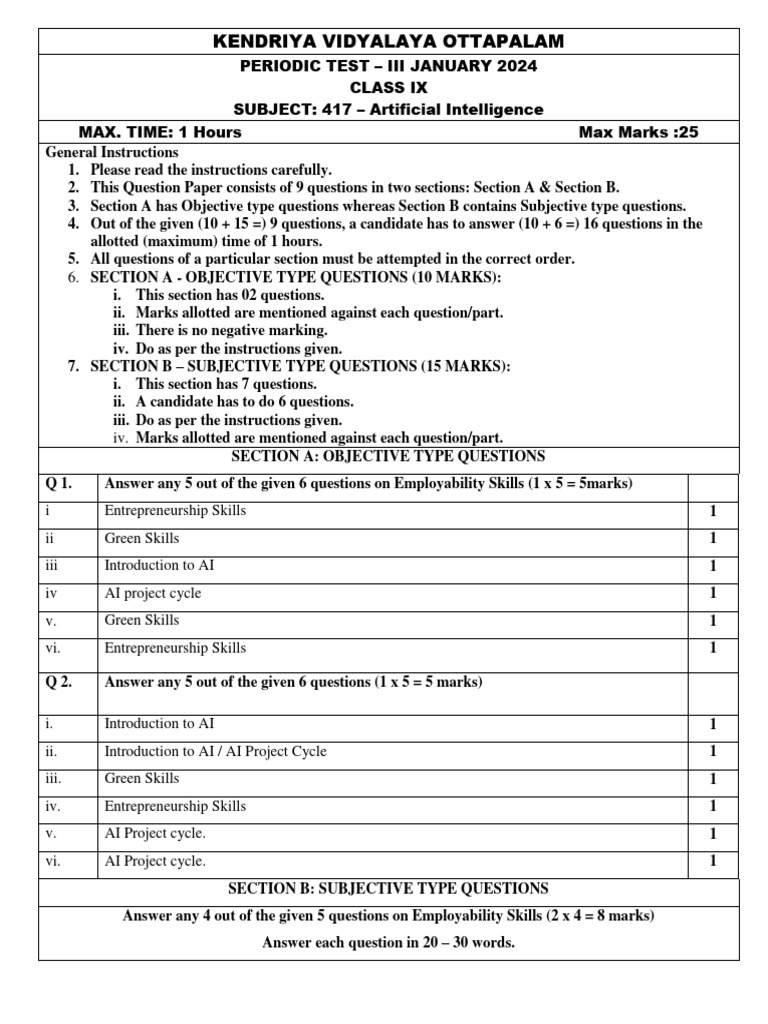 PT3-CLASS IX-blue Print | PDF | Artificial Intelligence | Intelligence (AI) & Semantics