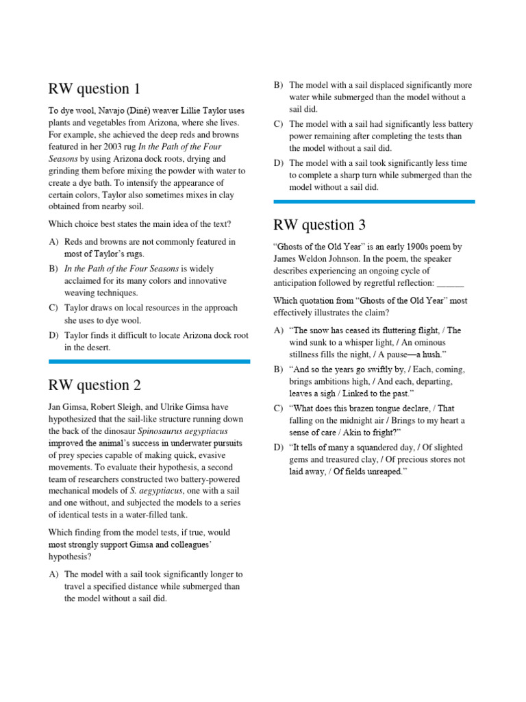 Digital-Sat-Sample-Questions Without Explanation | PDF | Risk | Weaving