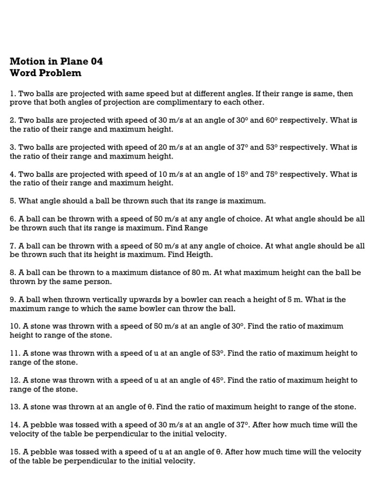 MIP 04 Projectile Word Problem | PDF | Acceleration | Projectiles