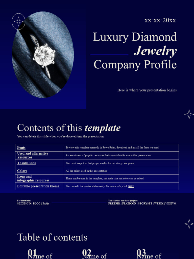 Luxury Diamond Jewelry Company Profile by Slidesgo | PDF | Planets ...