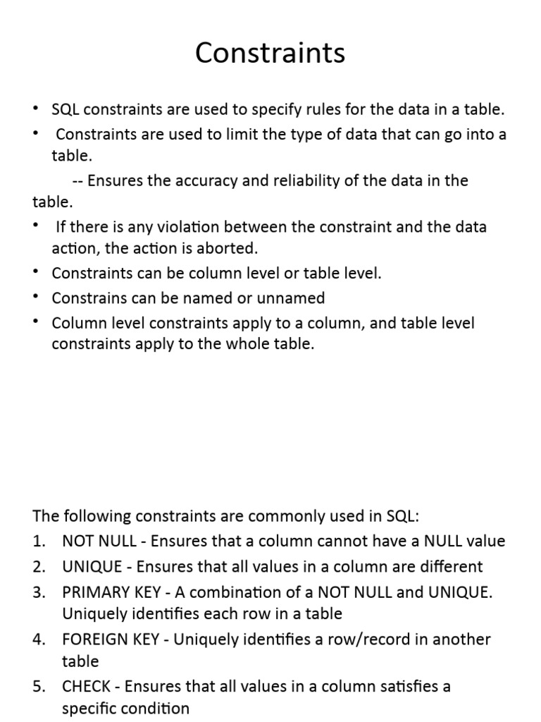 Y23 Week3 (Constraints) | PDF | Data Management | Software Design