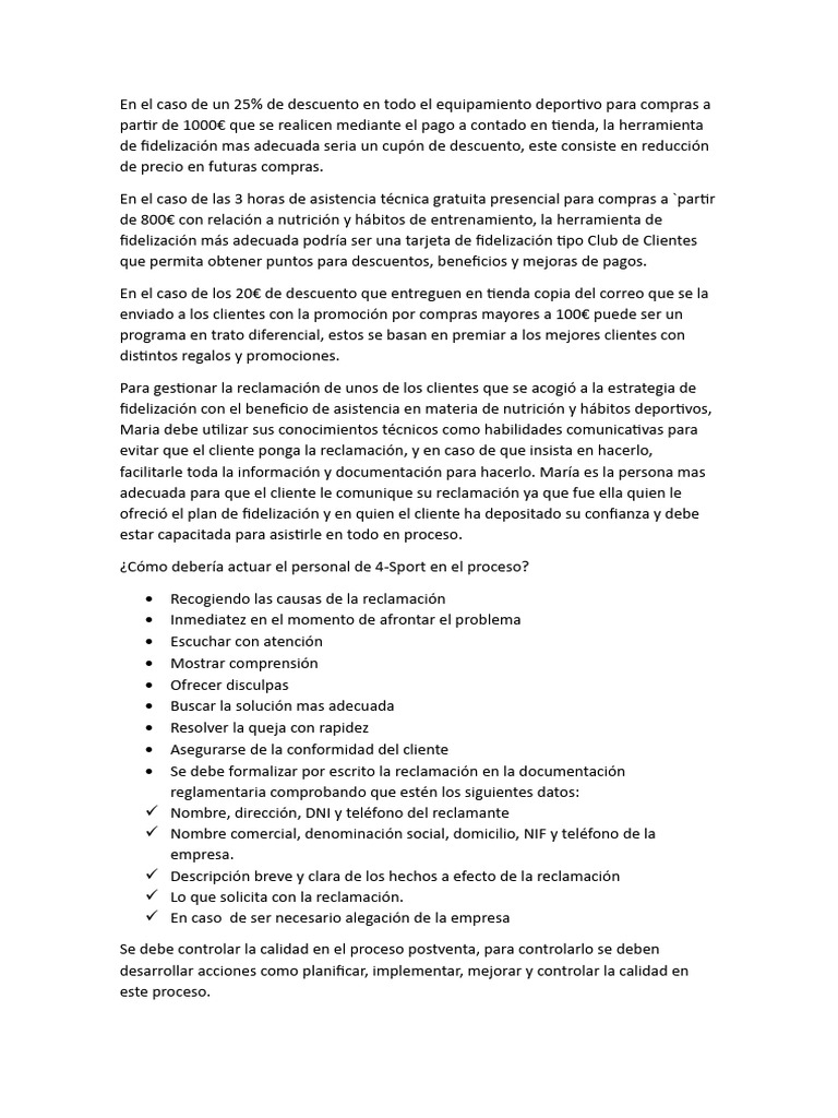 Caso Practico 4 El Servicio Postventa | PDF | Business | Cupón
