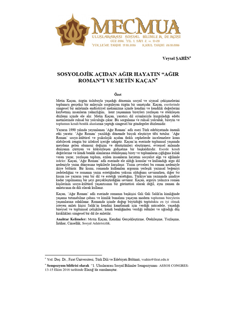 Veysel Sahin Agir Roman | PDF