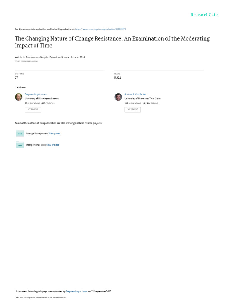 Change Resistance Impact Over Time | PDF | Leadership | Attitude ...