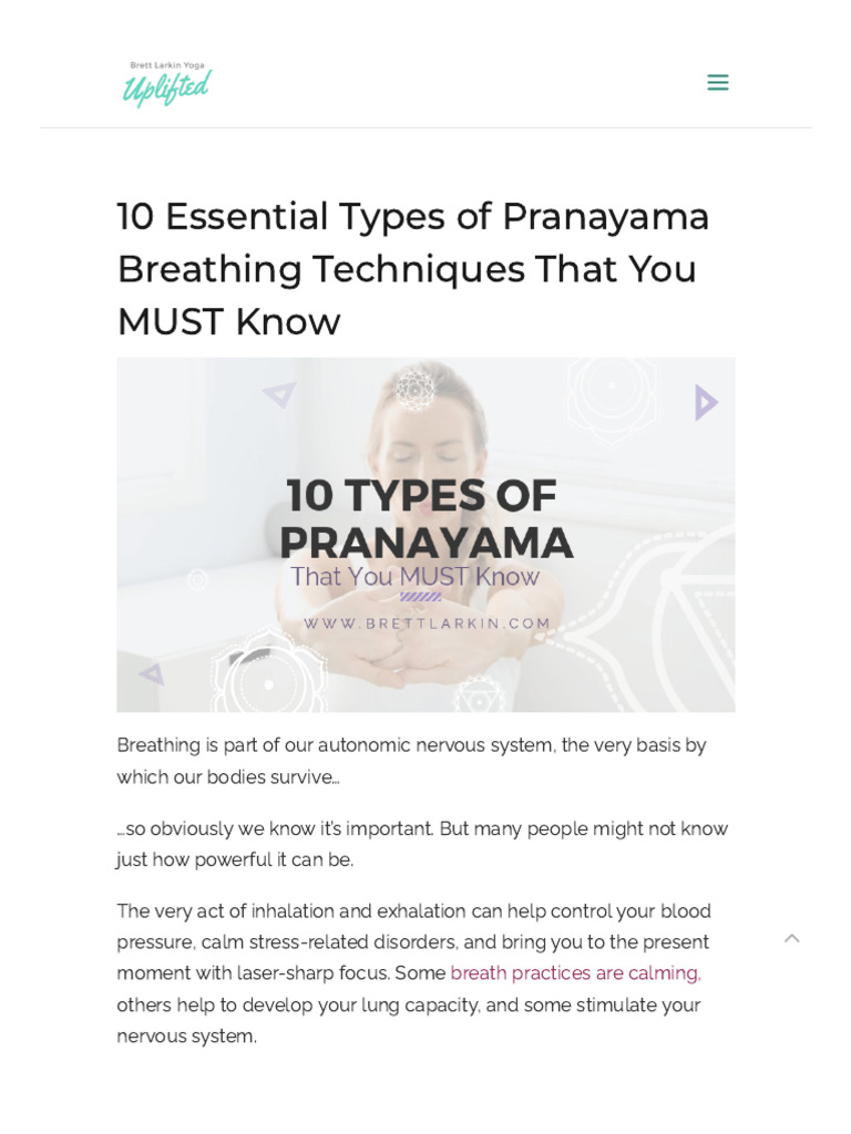 10 Essential Types of Pranayama Breathing Techniques That You MUST Know ...