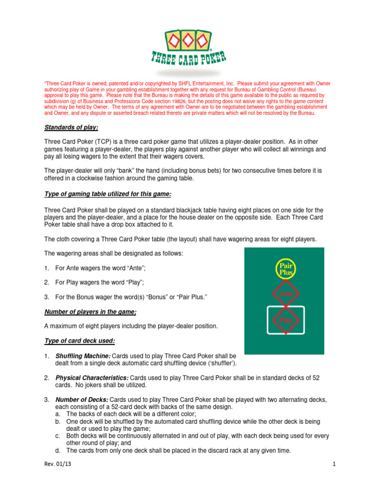 BGC Three Card Poker | PDF | Betting In Poker | Poker