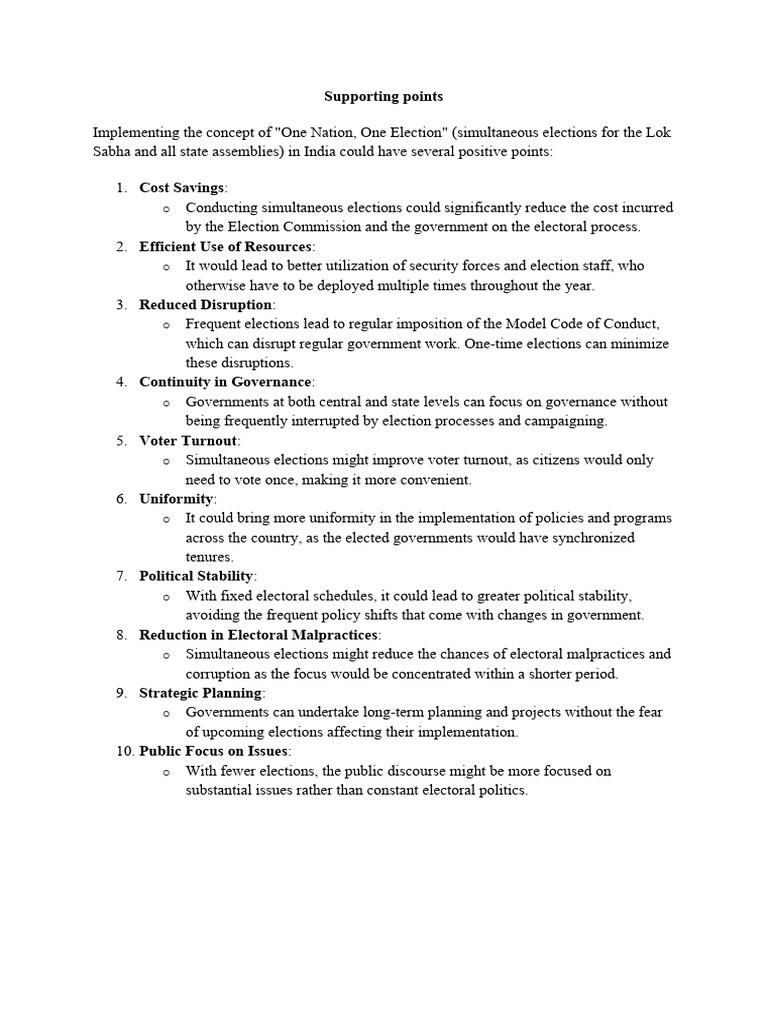 Supporting Points | PDF | Elections | Governance