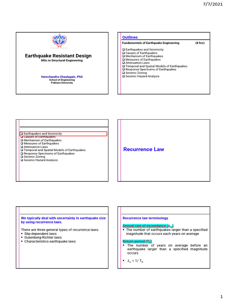 EQRD - Class 5 | PDF | Moment Magnitude Scale | Earthquakes