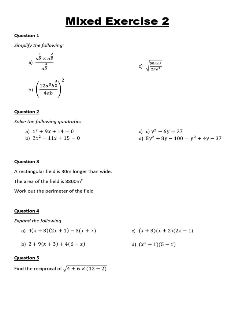 Algebra and Geometry Exercises | PDF