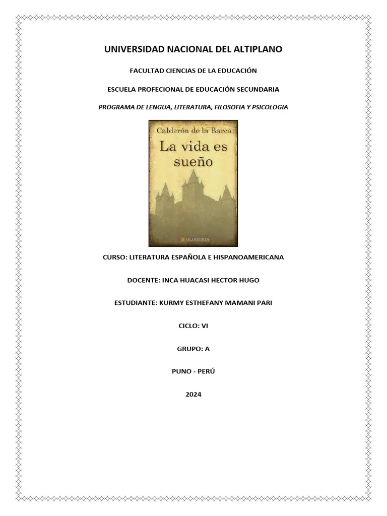 Analisis de La Vida Es Sueño | PDF | Educación en artes liberales