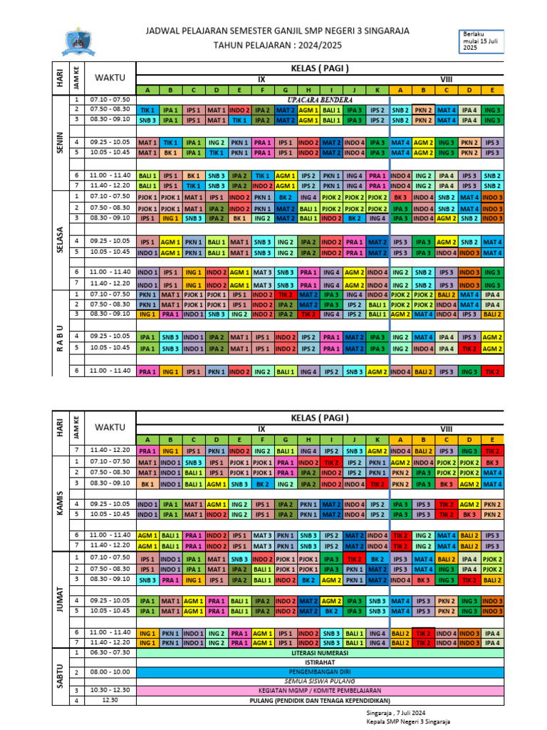 New Revisi Jadwal Ganjil 2024-2025 | PDF