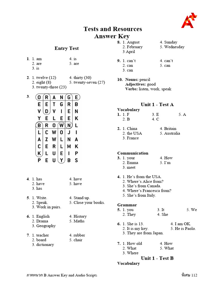 English Plus 1 Workbook Answer Key | PDF | Bedroom