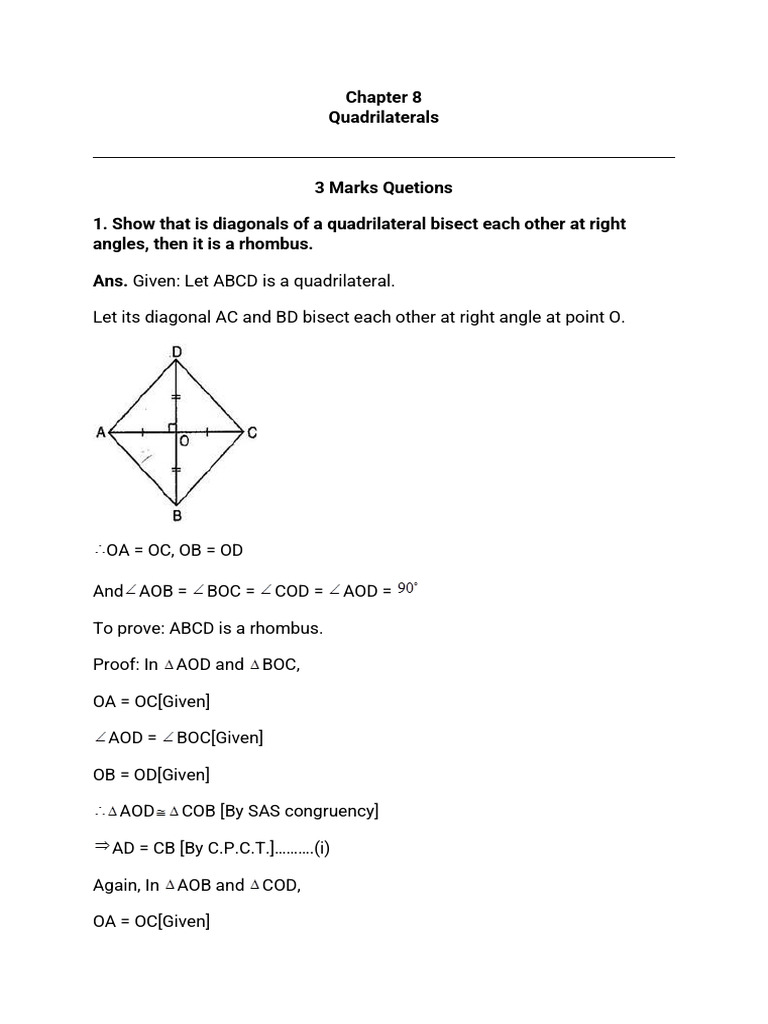 Proving Properties of Rhombuses and Quadrilaterals | PDF | Rectangle | Classical Geometry