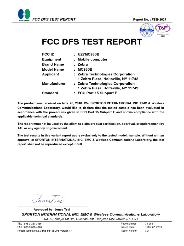 Test Report NII DFS 4207111 | PDF | Ieee 802.11 | Electronics