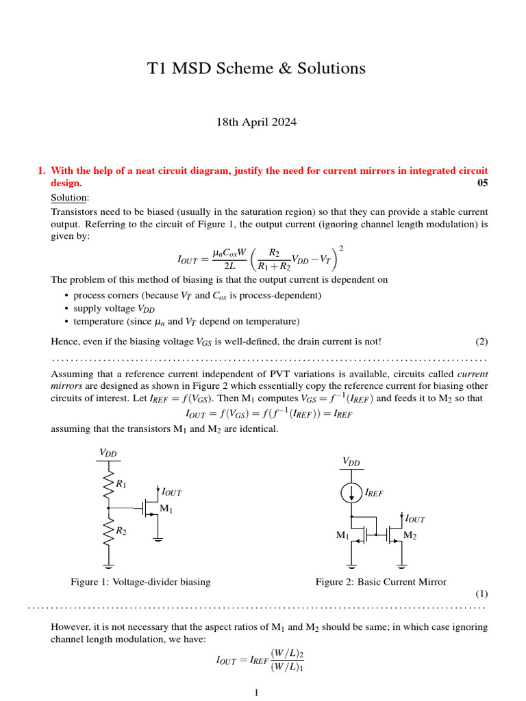 T1 Solutions MSD | PDF | Amplifier | Electrical Engineering