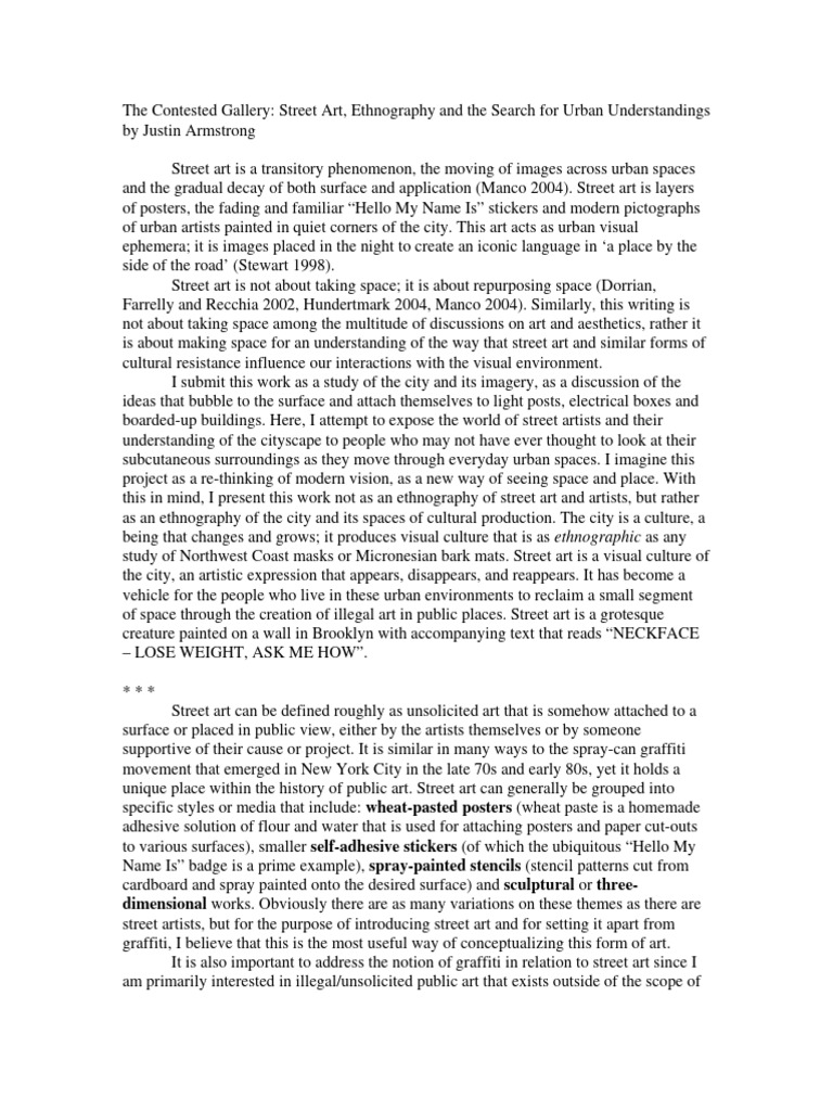 Armstrong Justin - Contested Gallery. Street Art Ethnography | PDF ...
