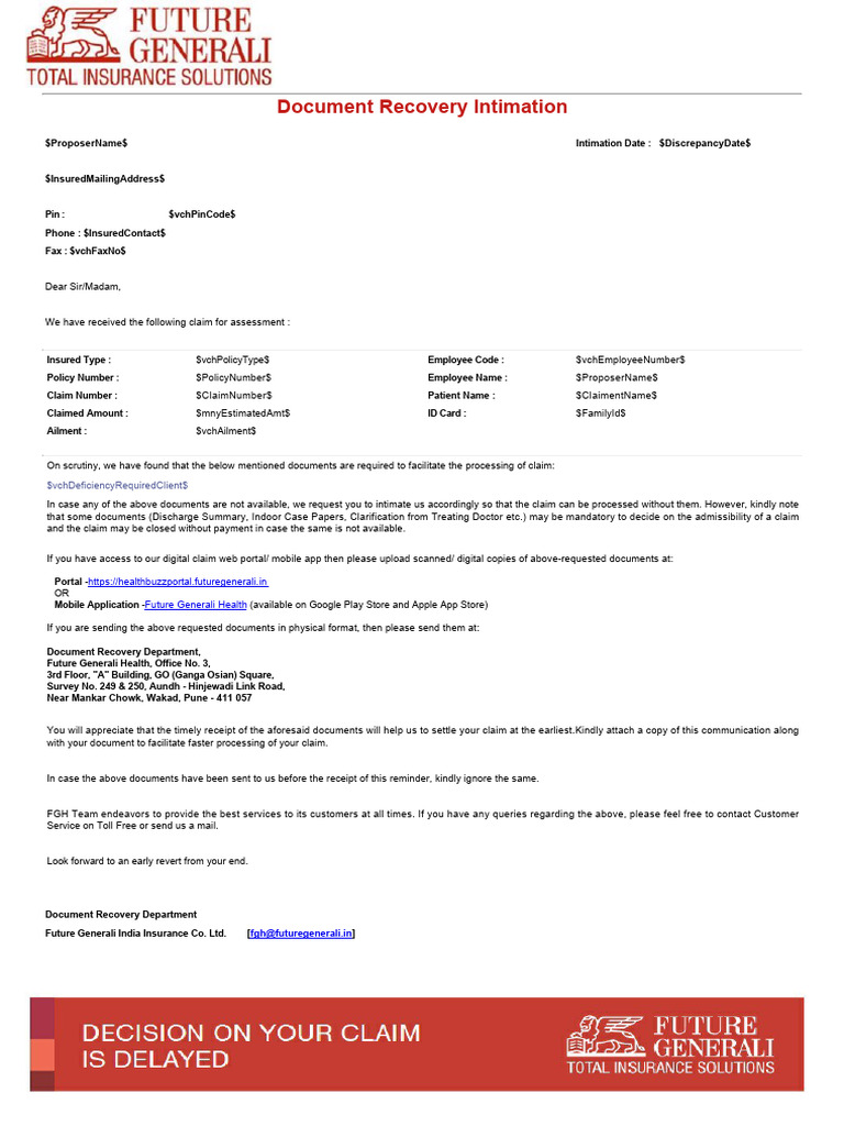 Claim Deficiency Letter | PDF | Receipt | Mobile App