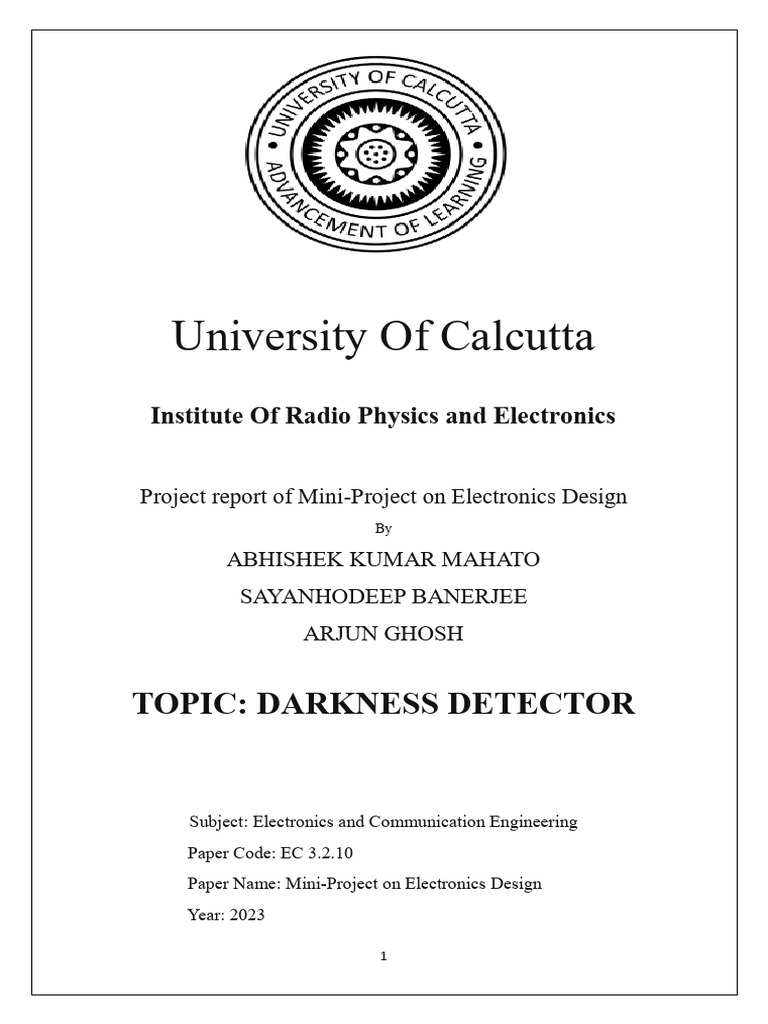 Project Report Related To Darkness Detector For Bachelor Project | PDF ...