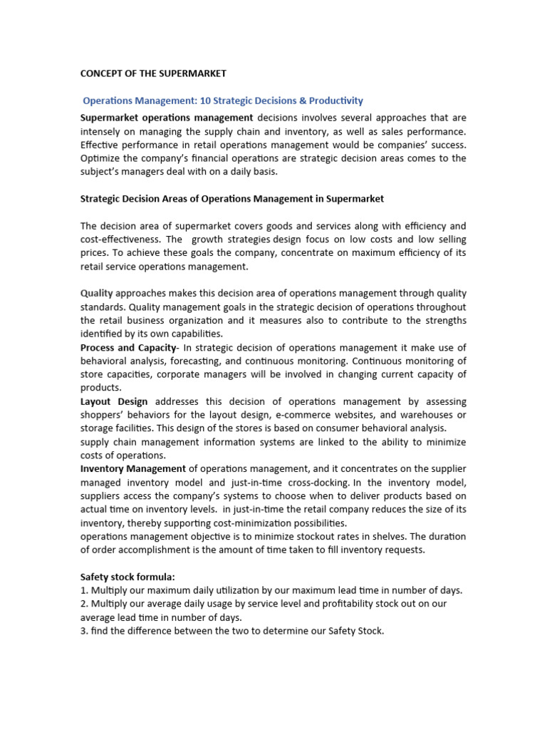 Supermarket Operations Management Strategies | PDF | Inventory | Supply ...