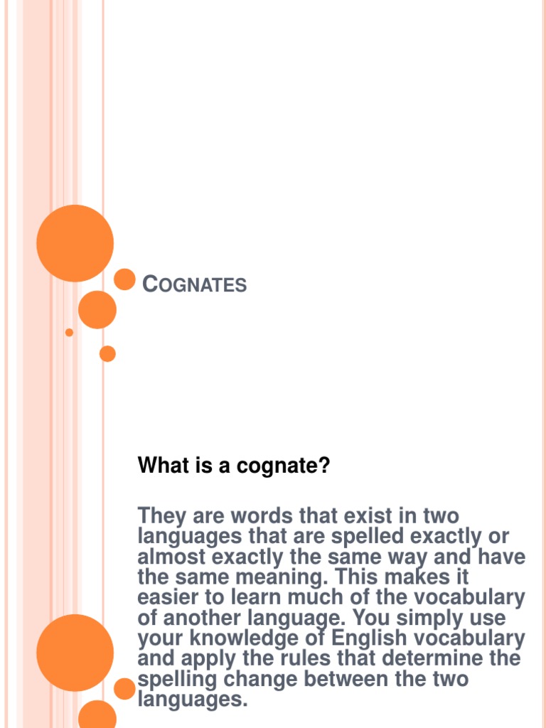 Cognates 091115235310 Phpapp02 | PDF | English Language | Grammatical ...