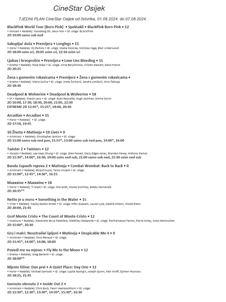 CineStar Osijek 01.08.2024 | PDF