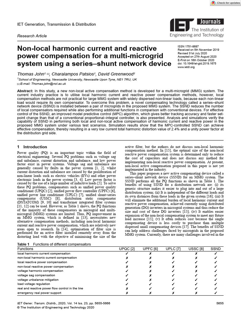 IET Generation Trans Dist - 2020 - John - Non Local Harmonic Current and Reactive Power ...
