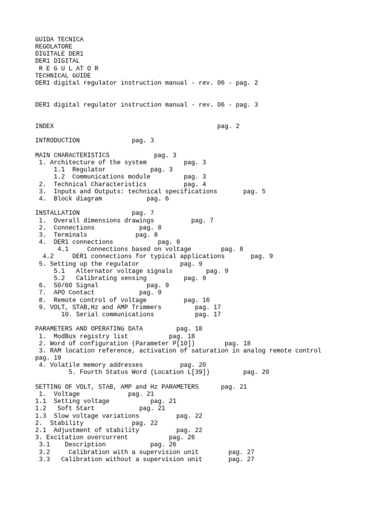 DER1 Regulator Tech Manual | PDF | Parameter (Computer Programming) | Amplifier