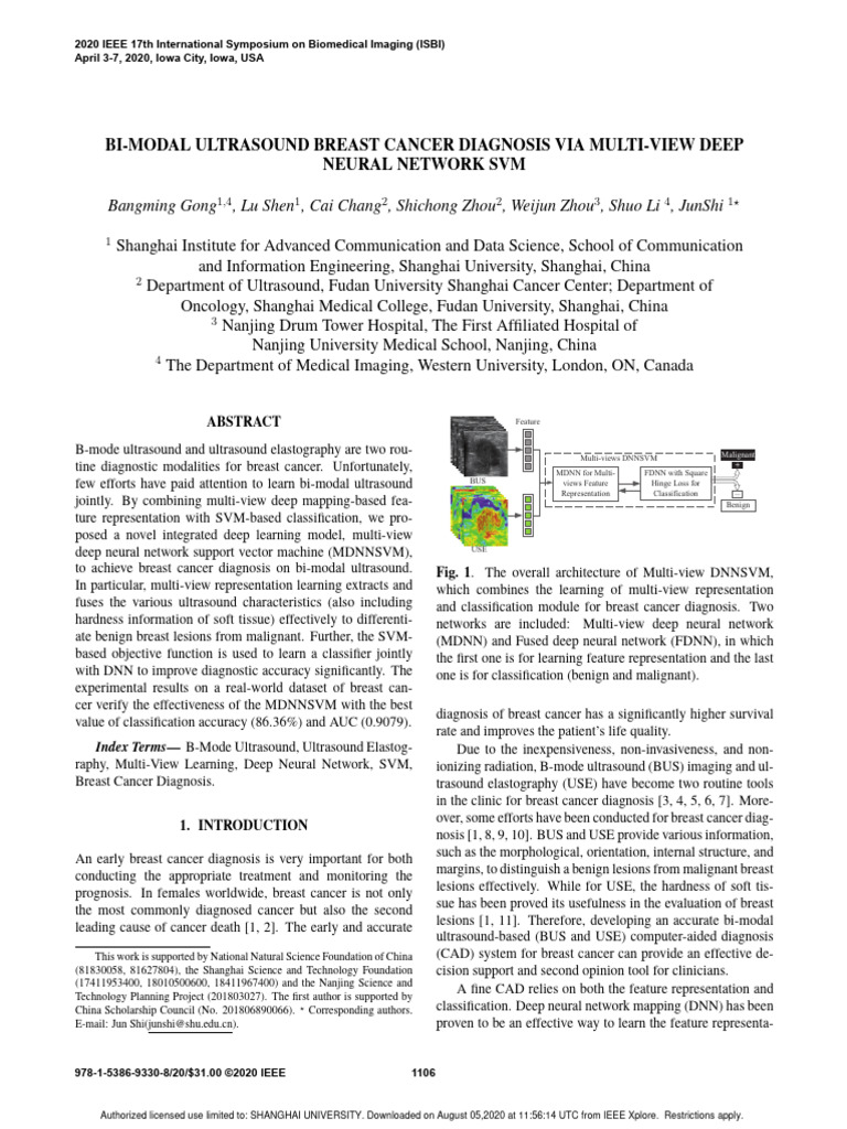 Bi-Modal Ultrasound Breast Cancer Diagnosis Via Multi-View Deep Neural ...