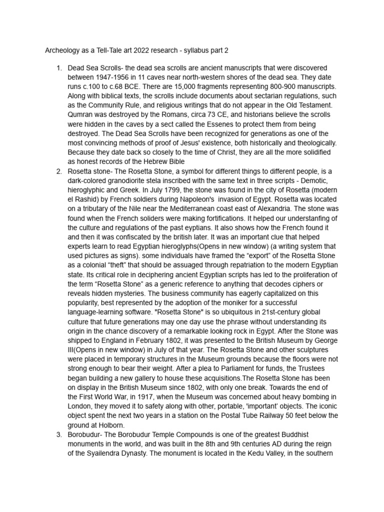 Archeology As A Tell-Tale Art 2022 Research Part 2 | PDF | Dead Sea ...