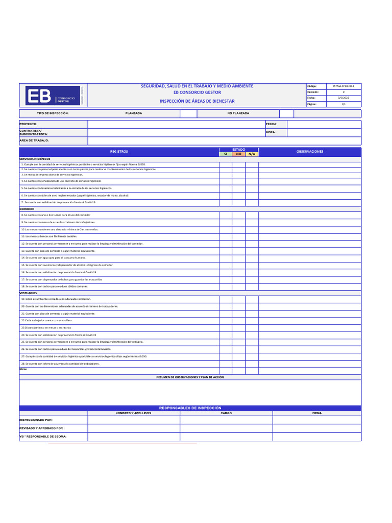 Inspecci - N de - Reas de Bienestar | PDF