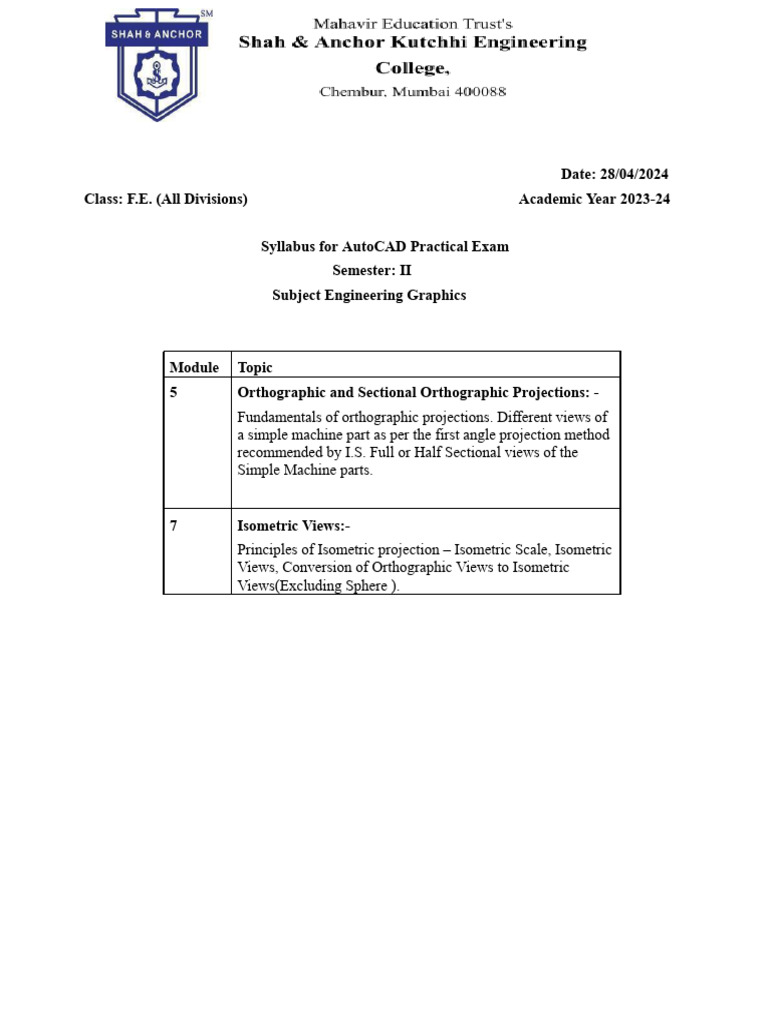 AutoCAD Exam Guide: Eng. Graphics | PDF | 3 D Computer Graphics ...