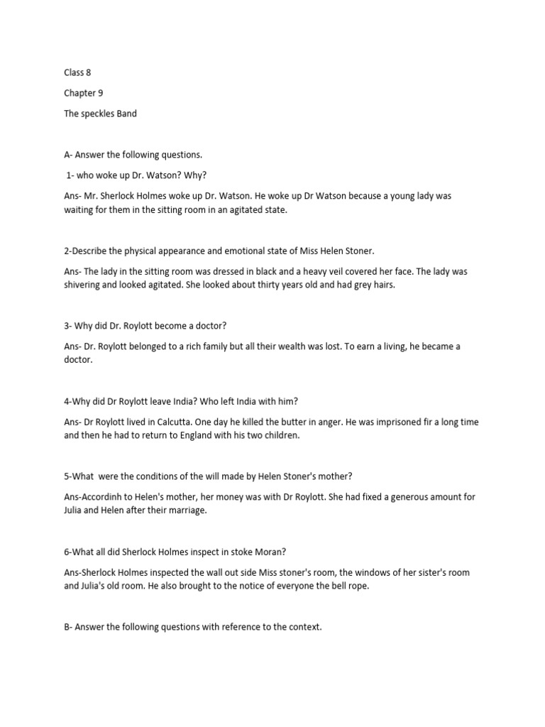 The Speckled Band | PDF | The Adventure Of The Speckled Band