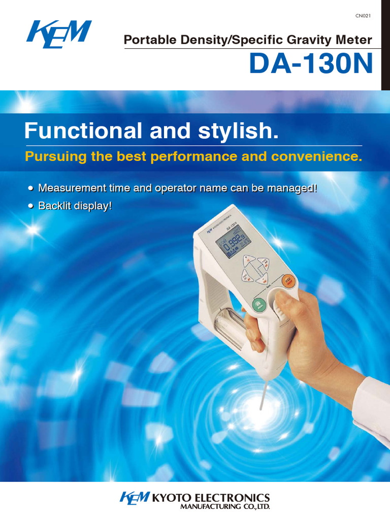 Portable Density Specific Gravity Meter DA 130N | PDF | Density | Metrology