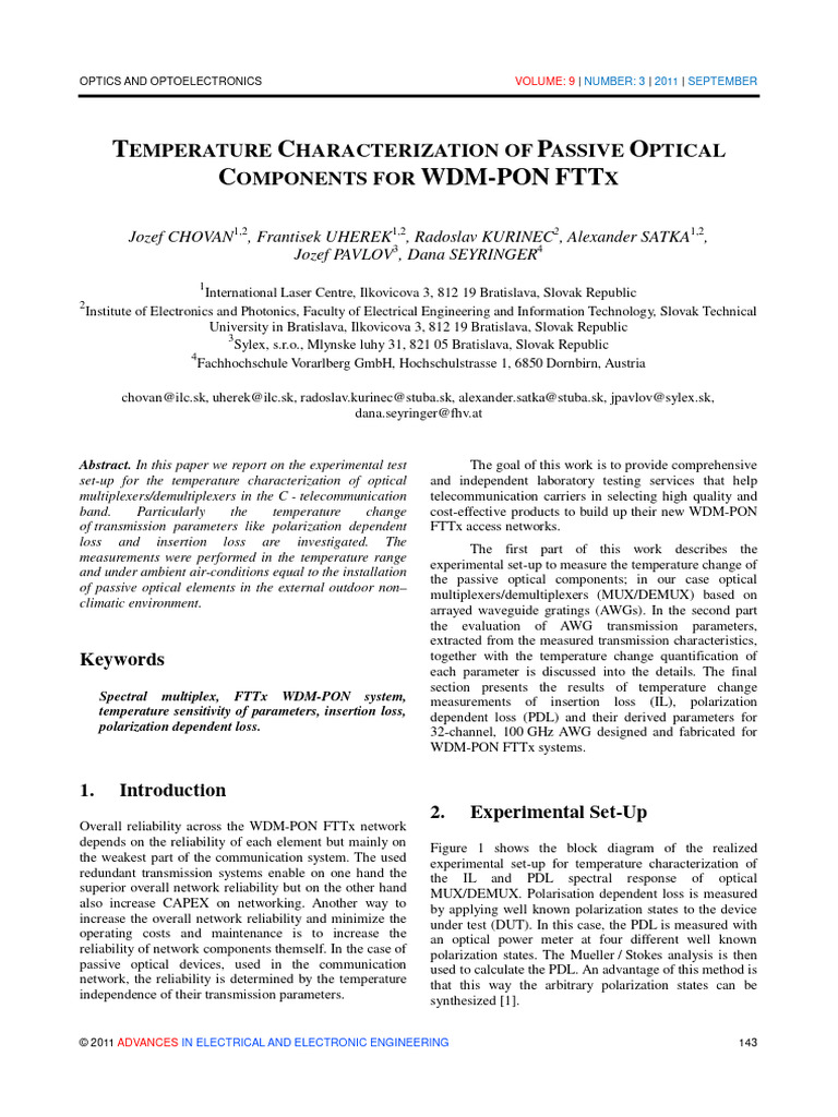 Temperature Characterization of Passive | PDF | Bandwidth (Signal Processing) | Wavelength ...