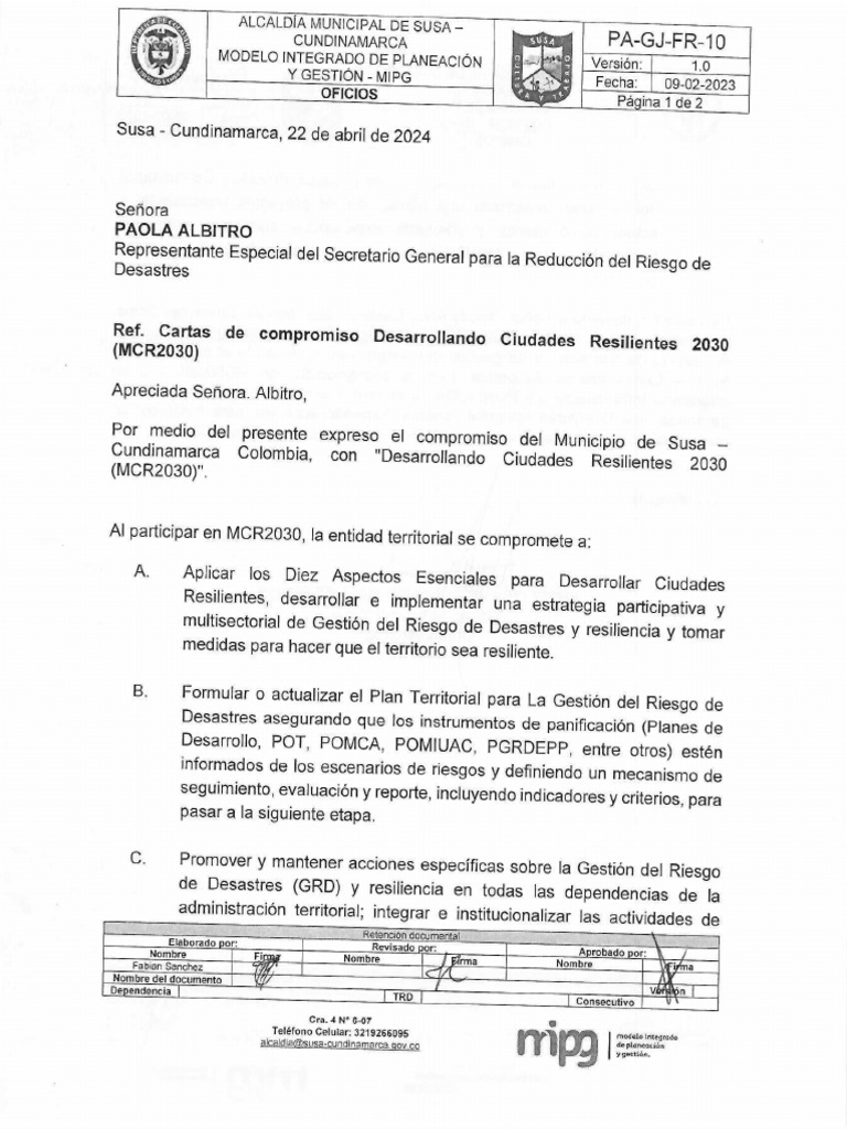 Carta de Compromiso MCR | PDF